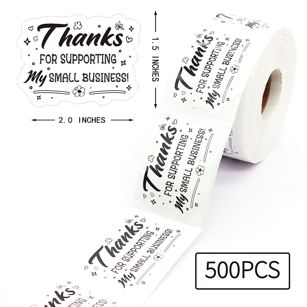Littlefa 1.5” Thank for Supporting My Small Business with Cute Design Stickers,Thank You Stickers,Small Business Stickers, Envelopes Stickers, Gift Bags Packaging 500 PCS