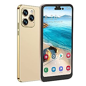 Bewinner I14pro Max Unlocked Smartphone, 6.1in 4GB RAM 64GB ROM Dual SIM 4G Network Mobile Phone, Face ID Unlocked Cellphone for Android 11 4000mah Battery (Gold)