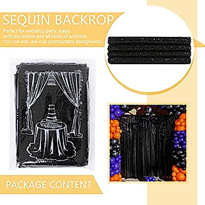 Black Sequin Backdrop 2 Panels 2FTx8FT Halloween Backdrop Curtains Party Decorations Birthday Wedding Photo Backdrop