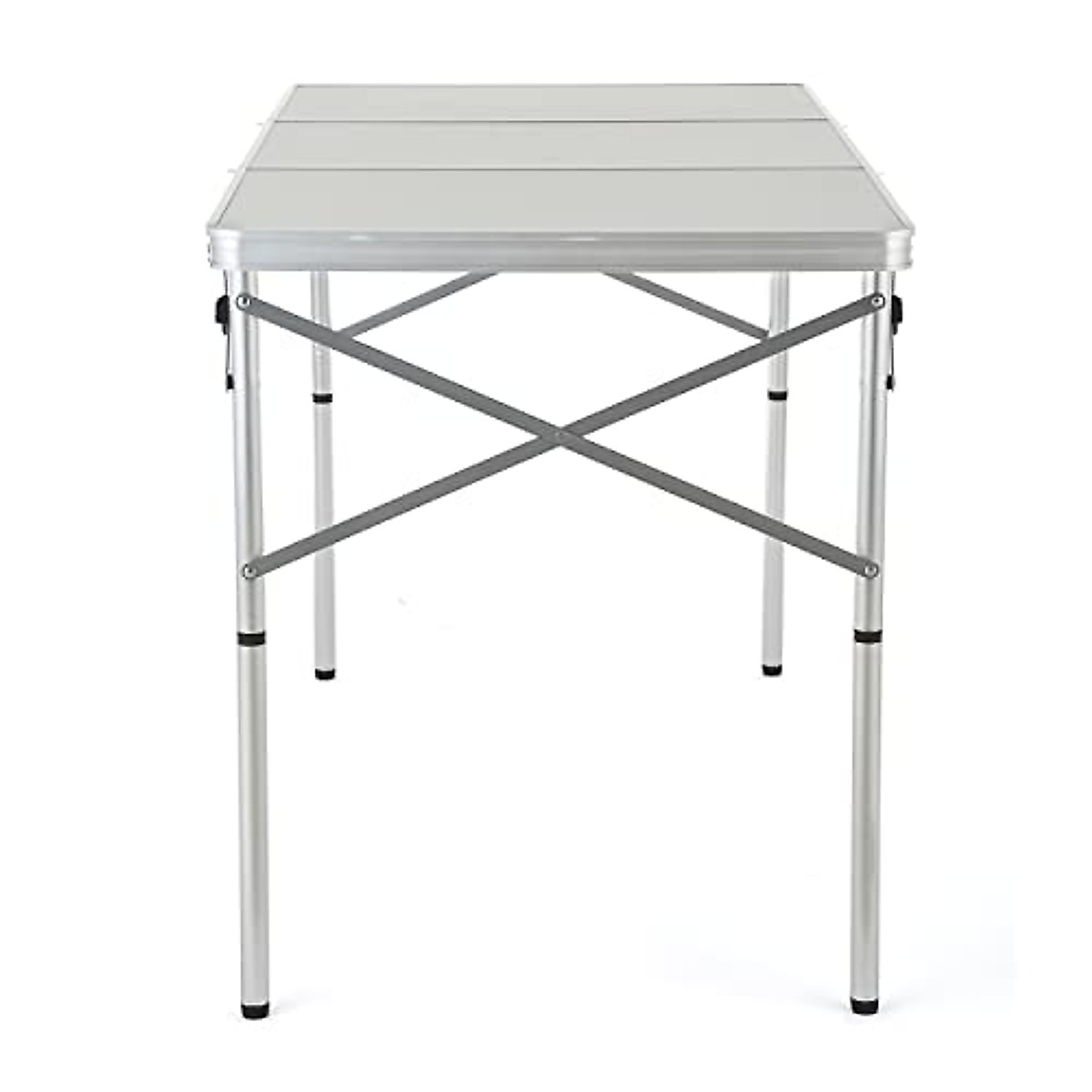 ARROWHEAD OUTDOOR 4’ ft Heavy-Duty Portable Aluminum Frame Folding Table w/Leveling Feet, Solid Tabletop Surface, 2 Adjustable Heights, Carrying Case Included, Lightweight, USA-Based Support