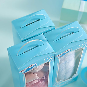 JOHOUSE 12PCS Blue Party Favor Boxes, Doll Gift Boxes with Window Candy Treat Boxes for Boys Birthday Party Decoration