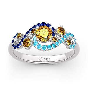 Jeulia "The Starry Night Round Cut Sterling Silver Ring Fashion Anniversary Promise Engagement Wedding Ring Set for Her With Gift Jewelry Box (7.5)