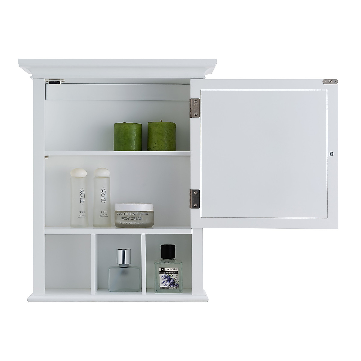 Elegant Home Fashions Neal Removable Wooden Medicine Cabinet with Mirrored Door, White