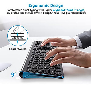 YXLILI Wireless Keyboard and Mouse Combo Quiet Keyboard and Mouse Set Ergonomic Low Profile Cordless Keyboard and Optical Wireless Mice with Numeric Keypad for Computer Laptop Windows Desktop PC Mac
