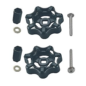 Outdoor Faucet Handle Compatible with Danco 10006,Water Spigot Hose Bibb Round Wheel Handle Replacement Parts with Universal Fit Design Adapter and Screws,0.26'' Square Hole Lever Hose Bib Handle