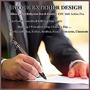 Personalized Gun Bolt Action Pen Gift Set,Free Engraved Brass Ballpoint Pen with 2 Refills,Office Decor Pen,Custom Gift for Husband,Father,Boyfriend,Grandfather,Brothers (Style 1 - Black)