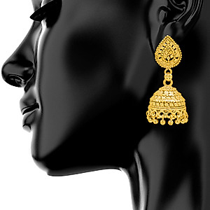 Bodha Bollywood Small Size Gold Plated Delicate Traditional Indian Jhumka Earrings (SJ_746)