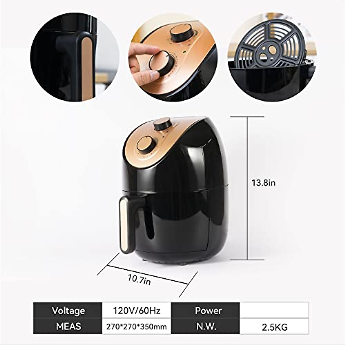 4-QT Electric Air Fryer - Double Knob Operation Oilless Air Fryers, Reduce Grease Cooks Air Fryer, Easy to Clean Air Fryer, Can Make French Fries, Fried Chicken Wings, Grilled Fish, Fried Steak