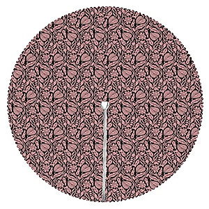 Lirduipu Damask Pattern Round Outdoor Tablecloth,Round Tablecloth with Umbrella Hole and Zipper for Patio Garden,Waterproof Spill-Proof,for Backyard Party BBQ Decor(72" Round,Pale Rose Charcoal Grey)