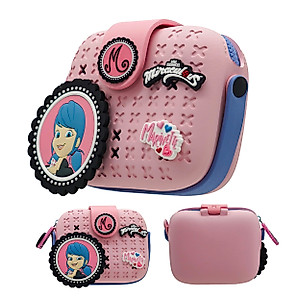 Miraculous Ladybug - Pop n' Swop Marinette Pink Purse for Girls and Women, with 3 Clip-on Badges, Handle and Zipper, Lightweight Durable Waterproof Handbag (Wyncor)