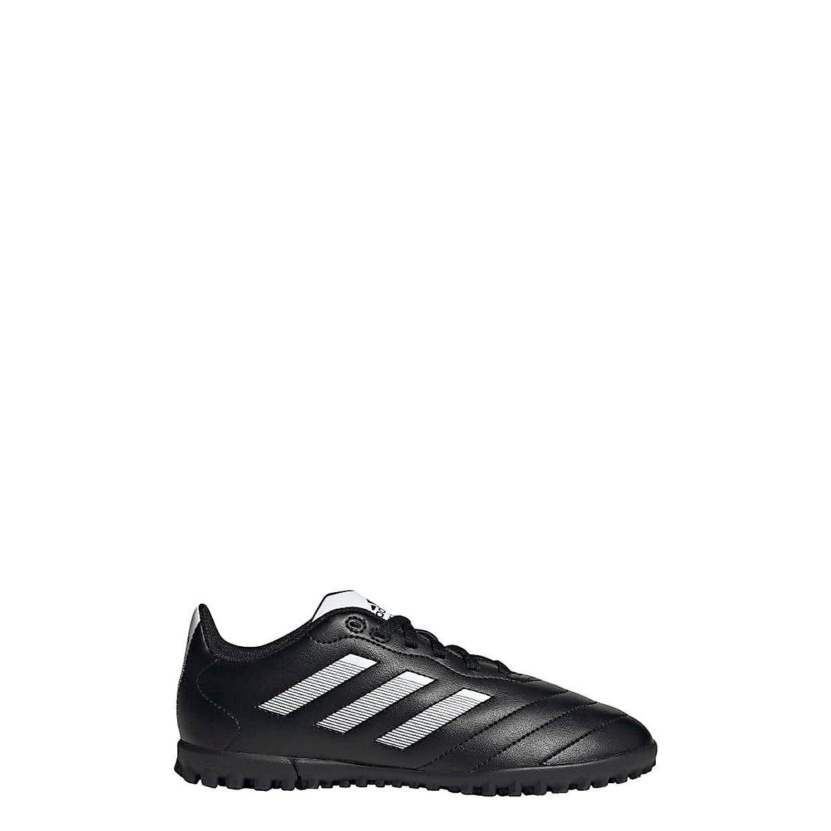 adidas Goletto Turf Soccer Shoe, Black/White/Metallic, 2 US Unisex Little Kid