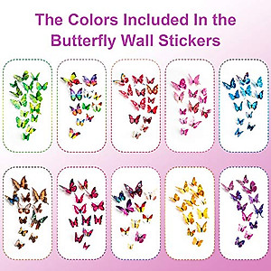MOZUVE 120pcs Butterfly Wall Decor, Removable 3D Butterfly Wall Decals, Butterflies Decoration Suitable for DIY Kids Nursery, Bedroom Decor, TV wall, Wedding, Birthday etc
