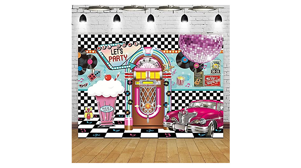 50s Rock & Roll Party Backdrop | Retro Photo Booth Decor