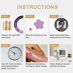 FENCHILIN Travel Compact Mirror with UV Camera for Sunscreen Test, 2X Magnification Portable Lighted Mirror for Handbag Pocket, 3.5 Inch