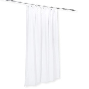 Grab Bar Specialists Heavy Weighted Shower Curtain - for Walk-in Shower Threshold / Use with Collapsible Dam for Water Barrier / 3-Ply Textured Vinyl / White / 48" x 72"