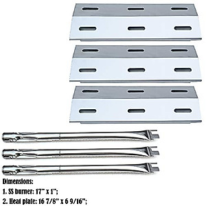 Direct Store Parts Kit DG103 Replacement for Ducane Gas Barbecue Grill 30400040,3200,3400 Grill Burners & Heat Plates (Stainless Steel Burner + Stainless Steel Heat Plate)