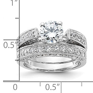 IceCarats 925 Sterling Silver Cubic Zirconia CZ Wedding Band Engagement Ring Bridal Jewelry Set Size 6