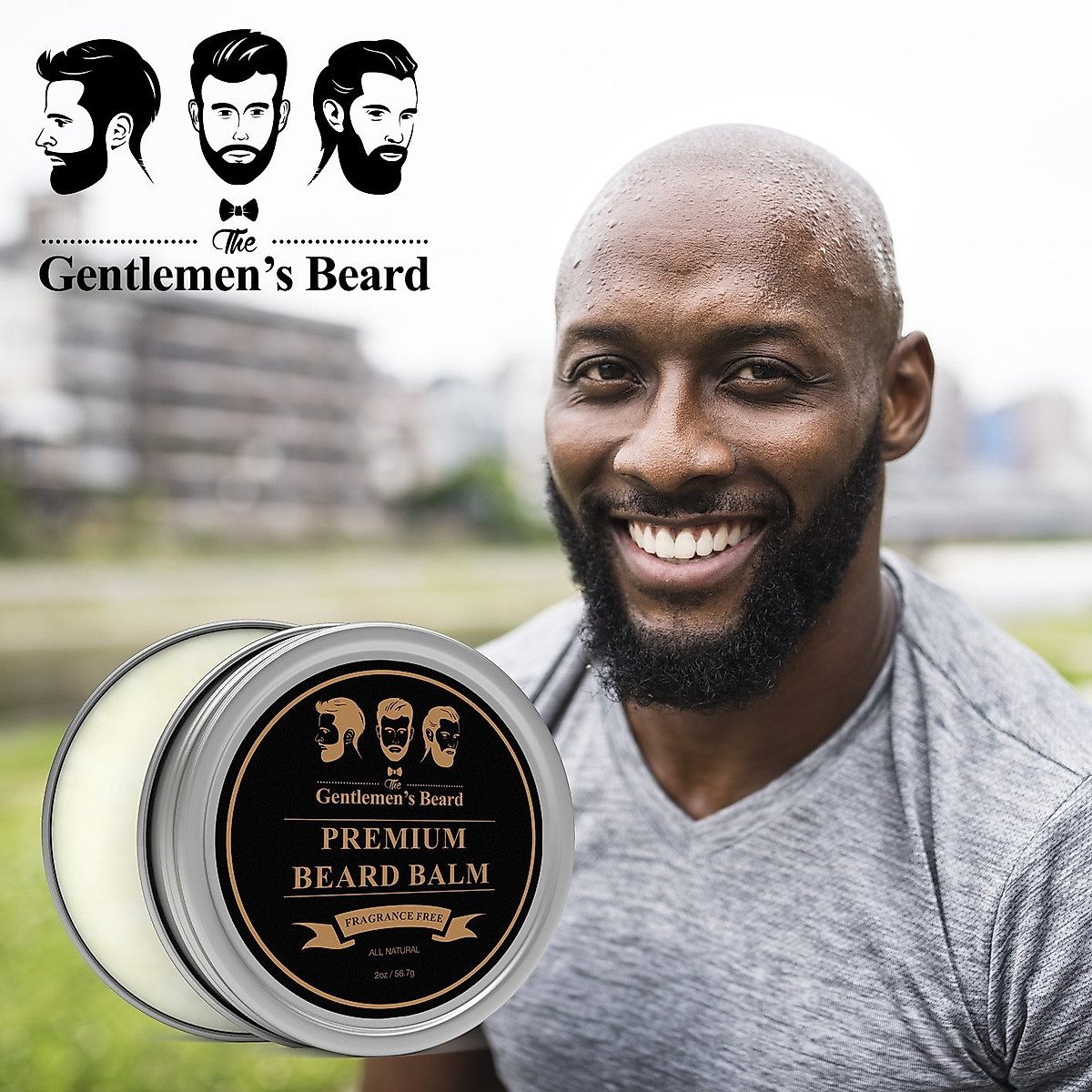 The Gentlemen's Premium Beard Balm - Fragrance Free - Leave-in Conditioner & Softener - All Natural - Styles, Strengthens, Thickens & Softens Promoting Healthier Beard & Mustache Growth