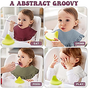 12 Pcs 360° Rotate Muslin Bibs Teething Absorbent Drool Bibs 4 Layers Adjustable Snap Cotton Newborn Bandana Bibs Suitable for over 6 Months