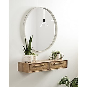 Kate and Laurel McCutcheon Floating Wood Storage Shelf, 18 x 12 x 6, Natural Wood, Decorative Transitional Floating Bedroom Nightstand with a Concealed Cubby Compartment