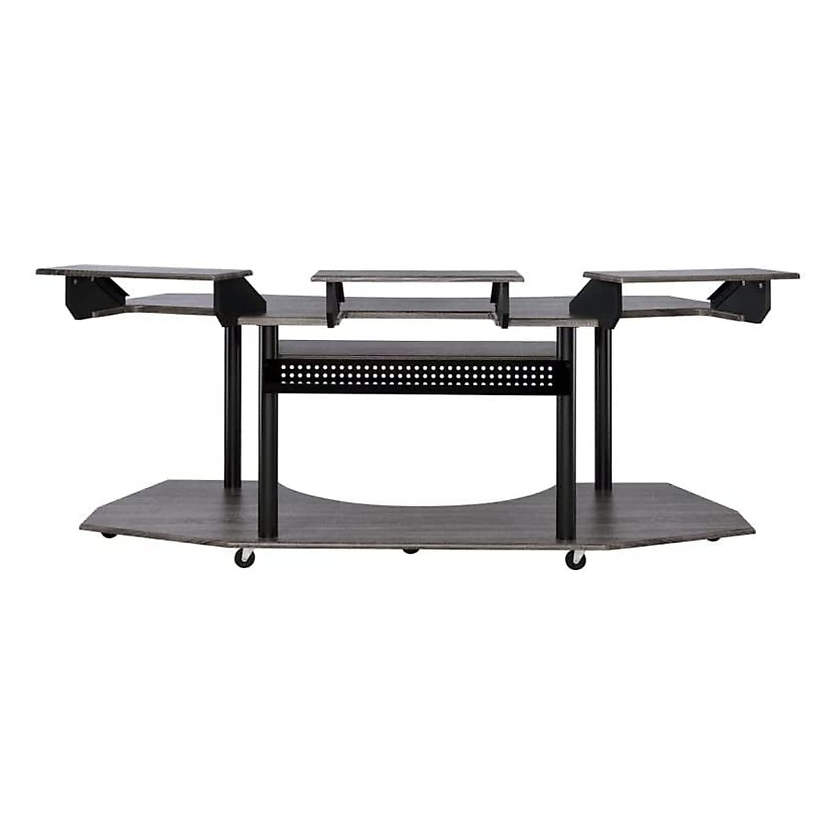 Acme Eleazar Wooden 4-Shelf Music Recording Studio Desk in Black Oak