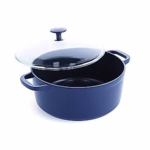 Blue Diamond Cookware Diamond Infused Ceramic Nonstick, 4.5QT Dutch Oven with Glass Lid, Lightweight Design, PFAS-Free, Dishwasher Safe, Blue