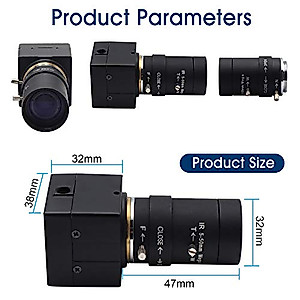 ALPCAM USB Camera 8MP 5-50mm Manual Variable Focus Lens Camera,HD 2448P Zoom Camera USB PC Desktop/Laptop Computer Camera Compatible with Mac/Windows/Linux/Android USB8MP02G-SFV(5-50)