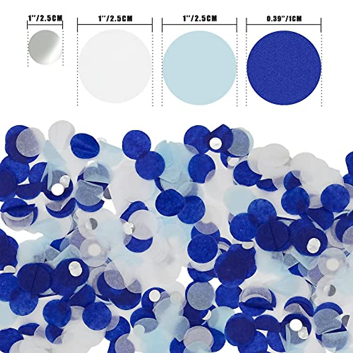Round Glitter Confetti,Navy Blue White Silver Tissue Table Confetti Dots for Wedding Birthday Party Decorations,1.76 oz