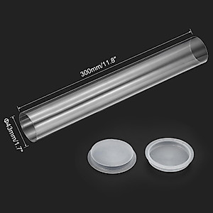 PATIKIL 11.8"L x 1.7"Dia Clear Storage Tubes, 1Pcs PC Plastic Transparent Hollow Round Rigid Tube with Cap for Beads Bath Salt Container Wedding Party Favors
