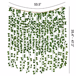 Mkono Hanging Fake Vines for Bedroom Wall Decor Artificial Plant Leaves with Wood Beads Set Indoor Greenery Ivy Garland for Living Room Apartment Christmas Wedding Party Teen Girl Room