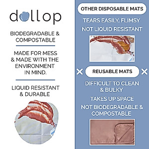 Disposable Splat Mats | Biodegradable + Compostable | 30 Count | Under Highchair Splat Mat for Floor | Liquid Resistant | Durable | dollop (Blue Out of This World)