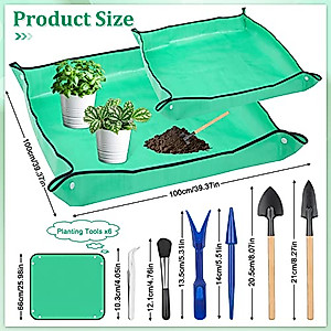 Plant Repotting Mat for Garden, 2 Pcs Waterproof Potting Mat Foldable Indoor Plant Mat Portable Square Gardening Mat Potting Tray with 6 Pcs Mini Garden Tools Set for Plant Lovers Gardening Gifts