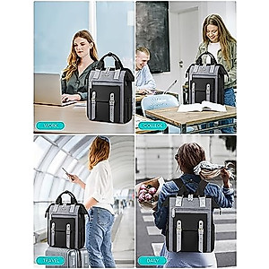 LOVEVOOK Laptop Backpack Women, Work Travel Laptop Backpack Purse for Women, Nurse Teacher Business Laptop Bag, Fashion College Backpack, Waterproof Wide Open Computer Back pack, 15.6 Inch, Black-Grey