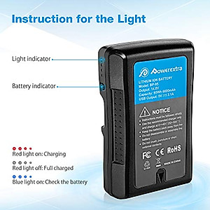 Powerextra 95Wh 6600mAh BP-95 V Mount V-Lock Battery Compatible with Sony Video Digital Camera Camcorder Broadcast DSLR LED Light Monitor HDCAM XDCAM and Other Camcorders