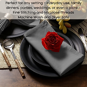 Cotton Clinic Cloth Dinner Napkins - Perfect Everyday Use Table Napkins - Soft Durable Washable - Ideal for Party Wedding Christmas Easter - Set of 12-20x20 inches Grey Napkins