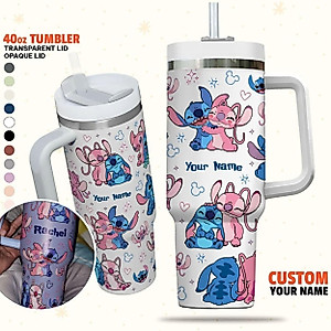 Generic Stitch Cups for Girls 40oz Cartoon Tumbler with Lid and Straw Vasos De Stitch Adult Sippy Travel Mugs with Handle Double Wall Vacuum Insulated Water Bottle Stitch Gifts