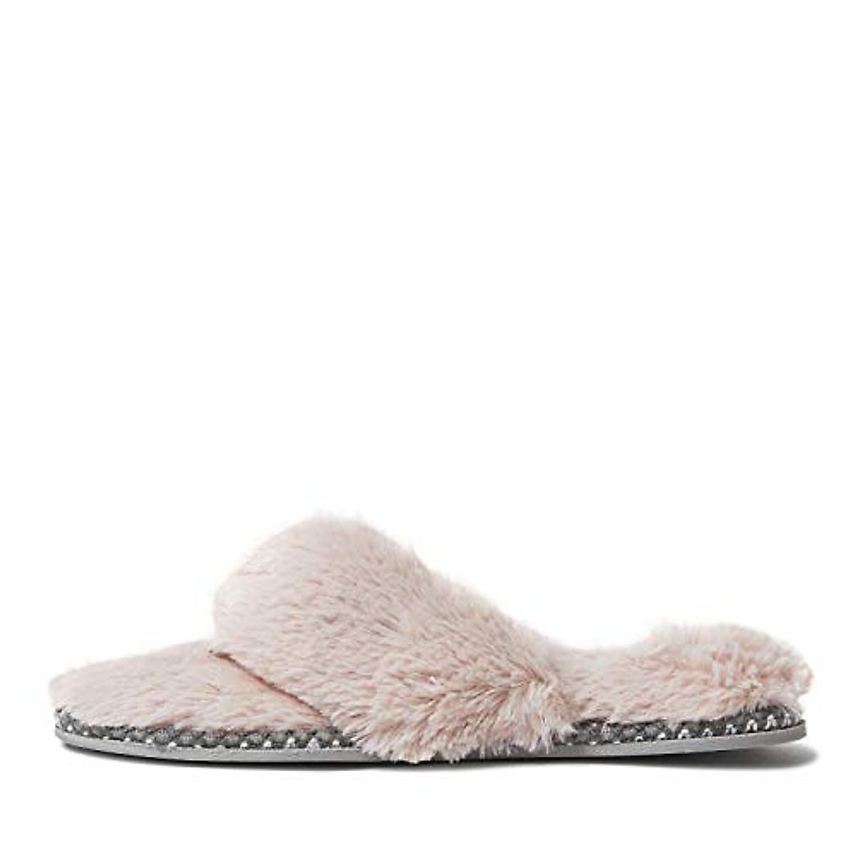 Dearfoams womens Marie Furry Thong Slipper, Dusty Pink, Large US