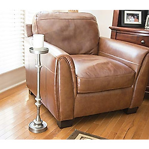 New Ridge Home Goods Dapper Glam 6in. Round Martini Side Table, Brushed Silver, Set of 2