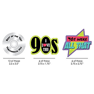 90's Throwback - Paper Straw Decor - 1990s Party Striped Decorative Straws - Set of 24