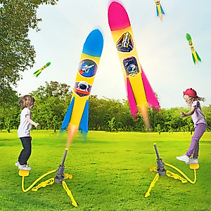 SpringFlower Toy Rocket Launcher for Kids, 2 Sturdy Rocket Launchers, 8 Colorful Foam Rockets, Fun Outdoor Toy for Kids, Gift for Boys & Girls Age 3, 4, 5, 6, 7, 8+ Years Old