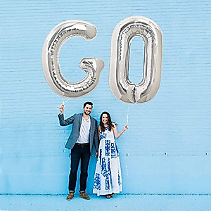 TONIFUL 40 Inch Large Silver Letter O Balloons Helium Balloons,Foil Mylar Big Letter Balloons for Birthday Party Anniversary Supplies Decorations