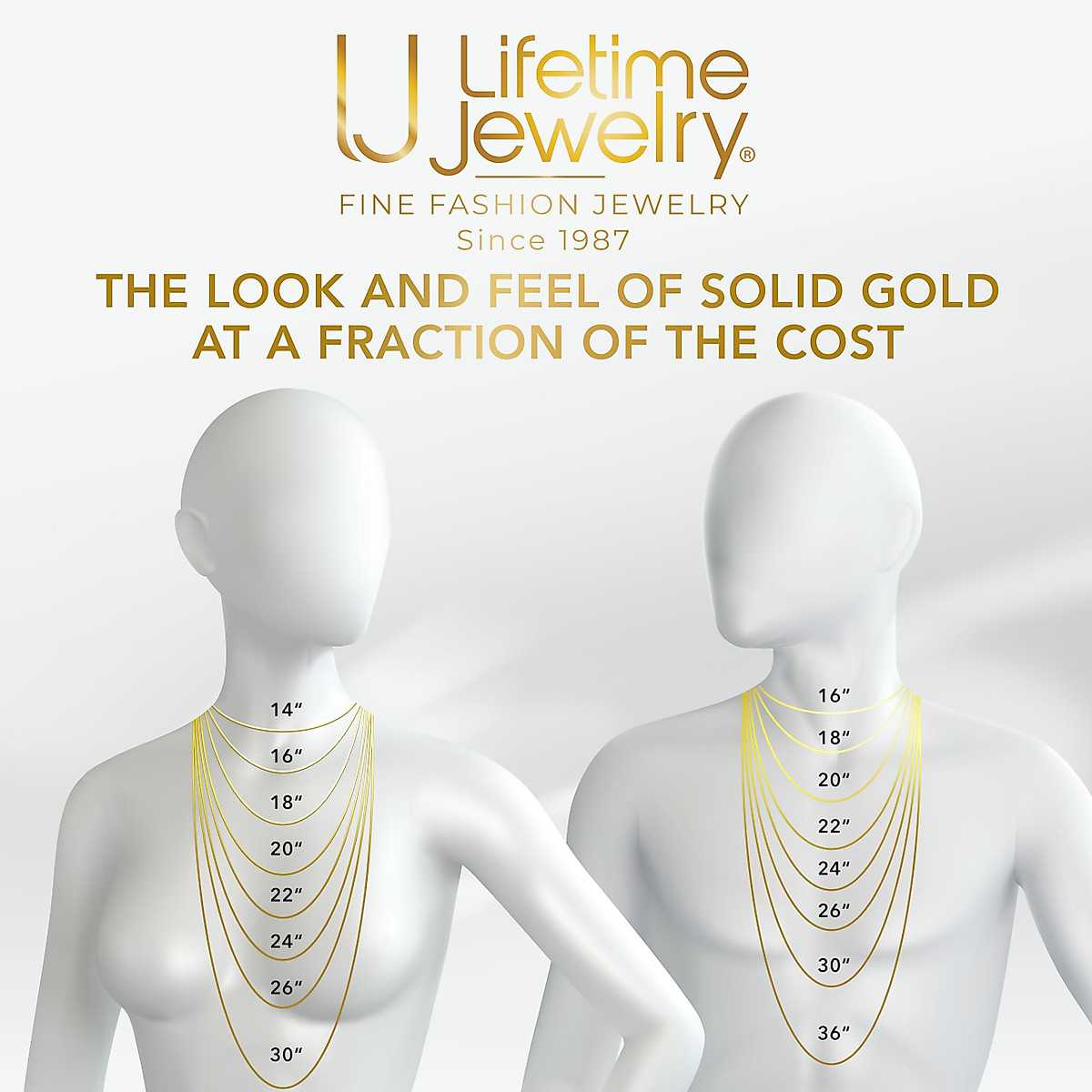 LIFETIME JEWELRY 5mm White Gold Chain for Men & Women 24k Real Gold Plated Diamond Cut Gold Rope Chain for Men & Gold Chain Necklace Women 16 to 36 Inch (22 inches, Gold)