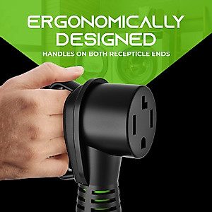 GearIT 30 Amp Dryer Y Splitter to RV/EV (NEMA 14-30P Male Plug to 14-30R / 14-50R Female Receptacle) 4-Prong Adapter Cord - 2.2 Feet