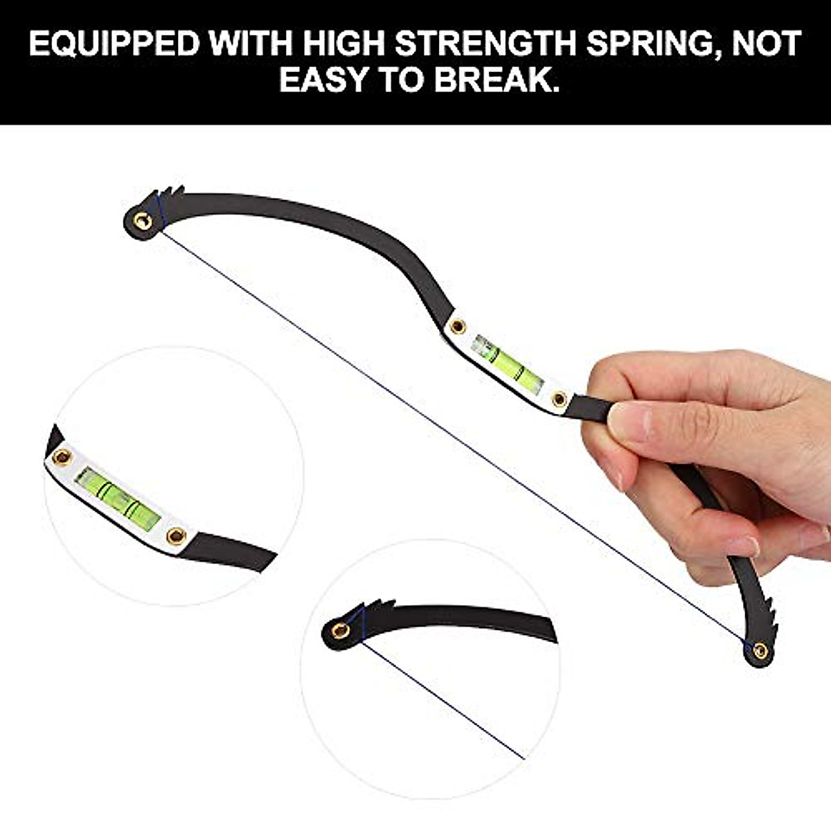 Eyebrow Ruler,Eyebrow Line Marker Ruler,Eyebrow Mapper with Strings,Bow Mapper Tool with Mapping Thread Positioning Liner Sponge Measure Marker Ruler Tool(black)