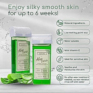 Roll on Wax Kit, Aloe Vera Sugar Roll on Wax with Natural Ingredients & Vitamin E, Wax Roller including Carry Bag, Wax Roller Kit for Hair Removal