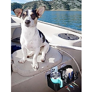 KEMIMOTO Boat Caddy Organizer, Boat Cup Holder Installed with Screws/Suction Cups On Any Flat Surface, Boat Storage Organizer, Cockpit Storage Box for Bass Boat Kayak Pontoon Jon Boat