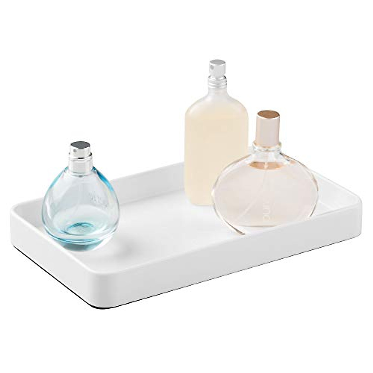iDesign Gia Metal Guest Towel Tray, Non-Slip Vanity Board for Bathroom, Kitchen, Office, Craft Room, Countertops, Closets, 9.62" x 5.62" x 1.07", White