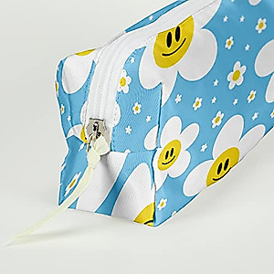Bag Pen Case Pouch Box Organizer for Teen Girls Boys School Students Men Women Waterproof Zipper Pouch for Office Supplies Makeup, Face Daisy Flower Decor