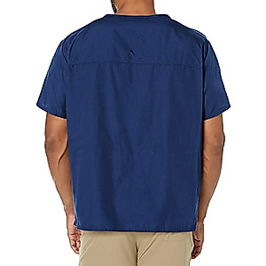 Cherokee V-Neck Men's Scrub Top with Chest Pocket, Durable, Fade Resistant and Easy Care 4789, L, Navy