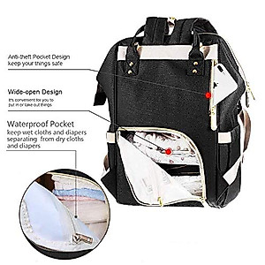 Arolly Multi-Function Waterproof Diaper Bag Travel Backpack Nappy Tote Bags for Baby Care, Large Capacity, Stylish and Durable (Black)